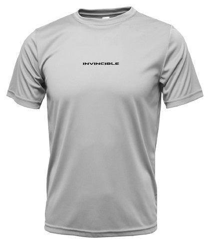 Invincible When You're Serious Men's Silver Short Sleeve Performance S ...